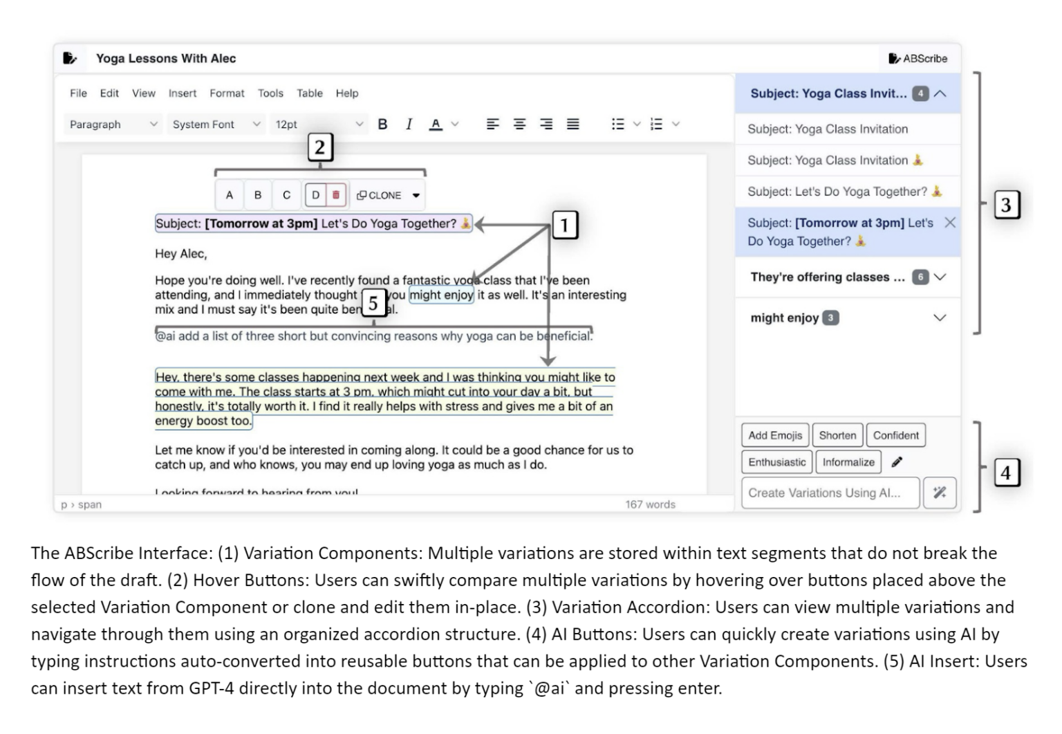 ABScribe: Rapid Exploration of Multiple Writing Variations in Human-AI ...